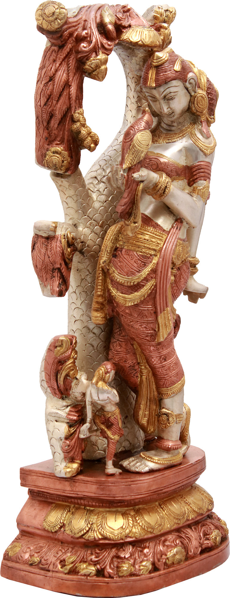 Exotic India 17" Celestial Nymph With Parrot Passing Message In Brass ...