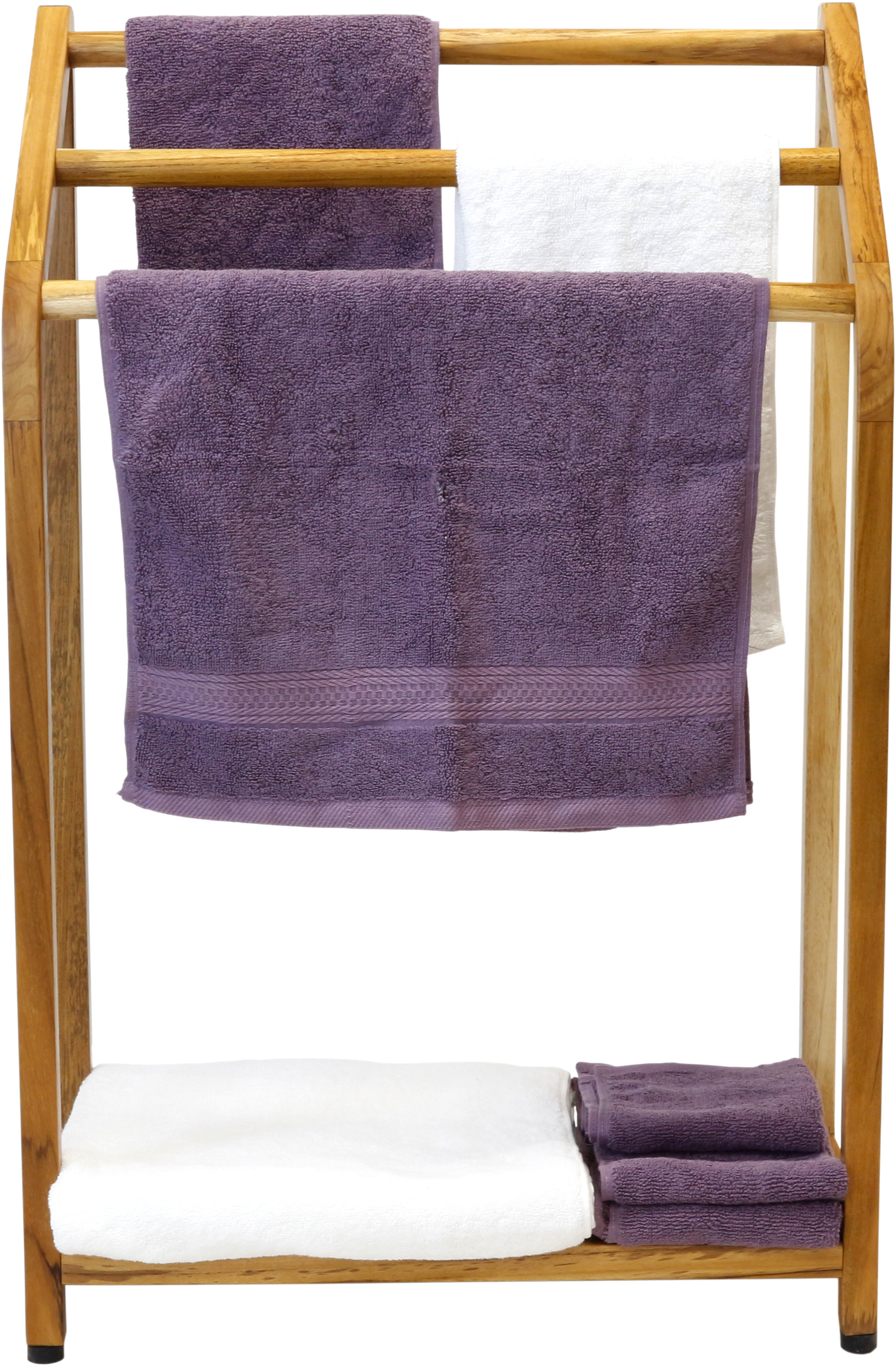 Aqua Teak Sula Clear Shield Versatile Teak Free Standing Towel Rack ...