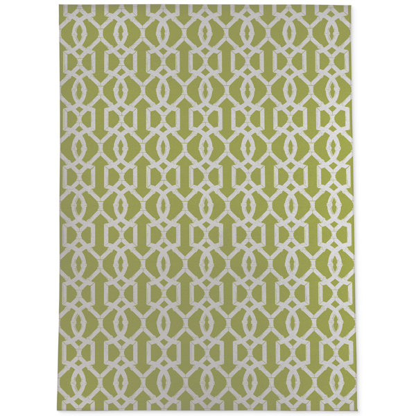 George Oliver Performance Green/White Rug | Wayfair