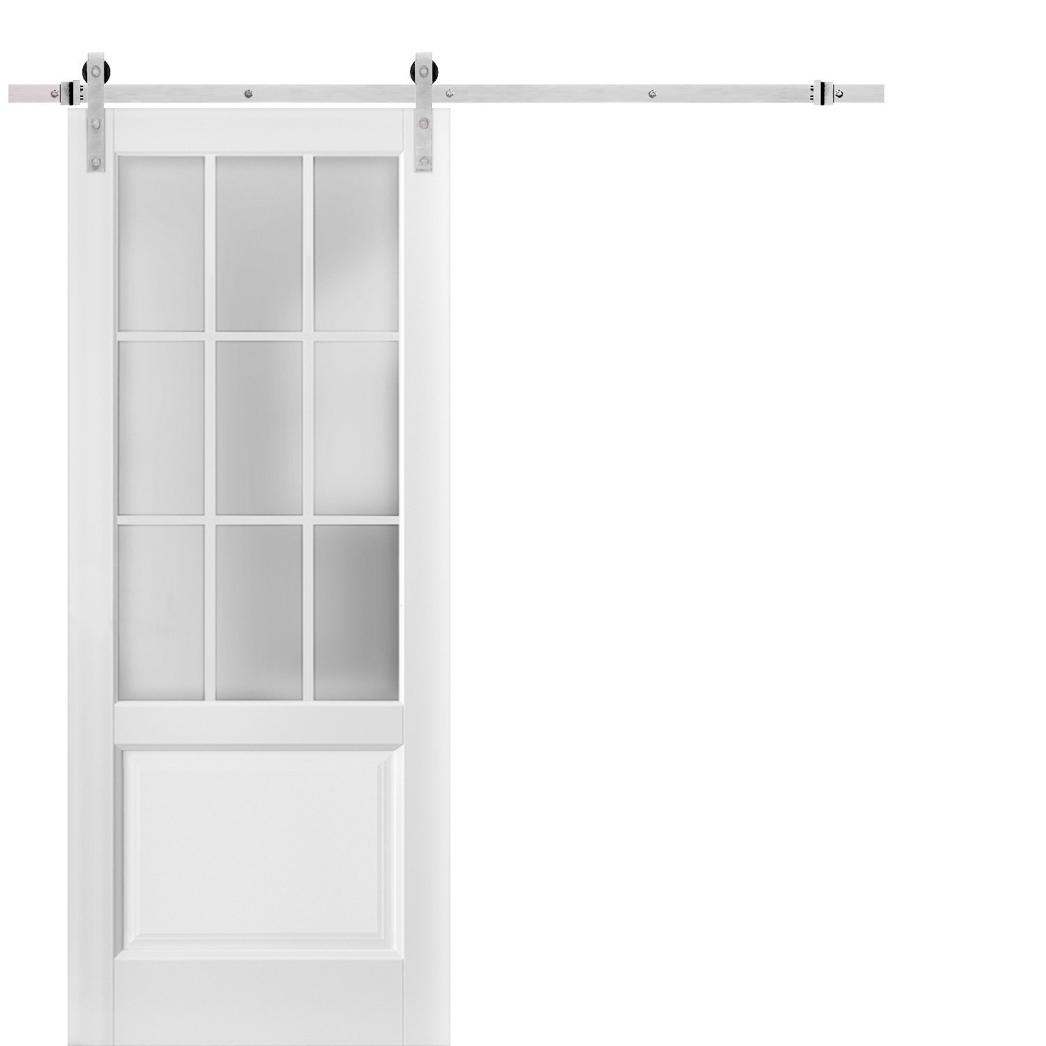 SARTODOORS Felicia Frosted Glass Barn White Door with Installation ...