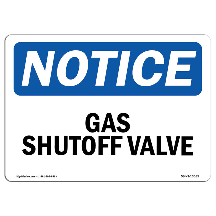 SignMission Gas Shutoff Valve Sign | Wayfair