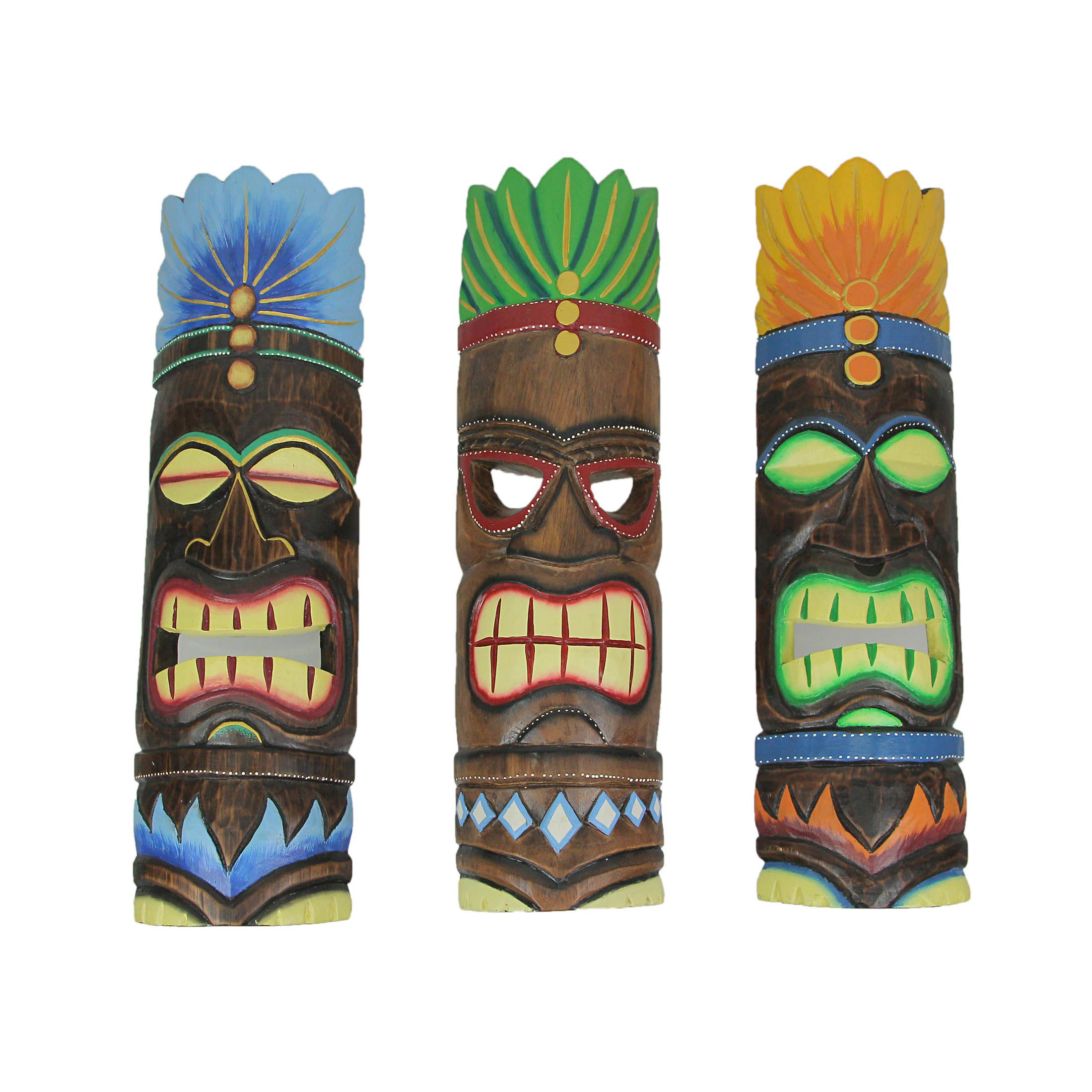 Bay Isle Home 3 Piece Brightly Elemental Tiki Masks Wall Décor Set ...