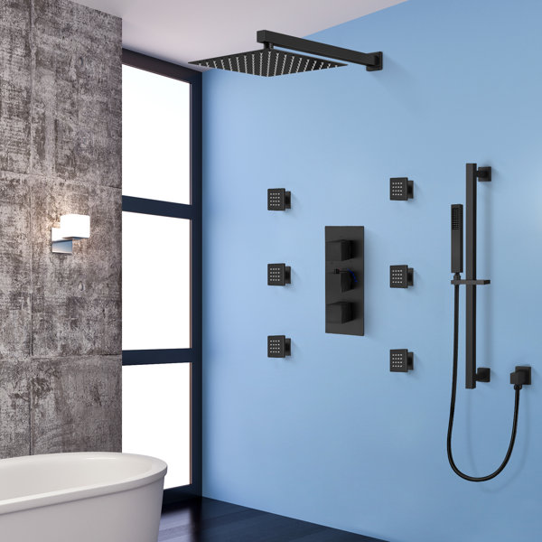 EVERSTEIN Thermostatic Shower Faucet Set Shower Head System with Rough ...