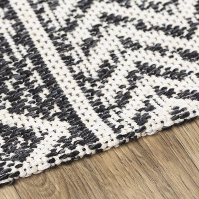 Union Rustic Enloe Cotton Black/Cream Rug & Reviews | Wayfair