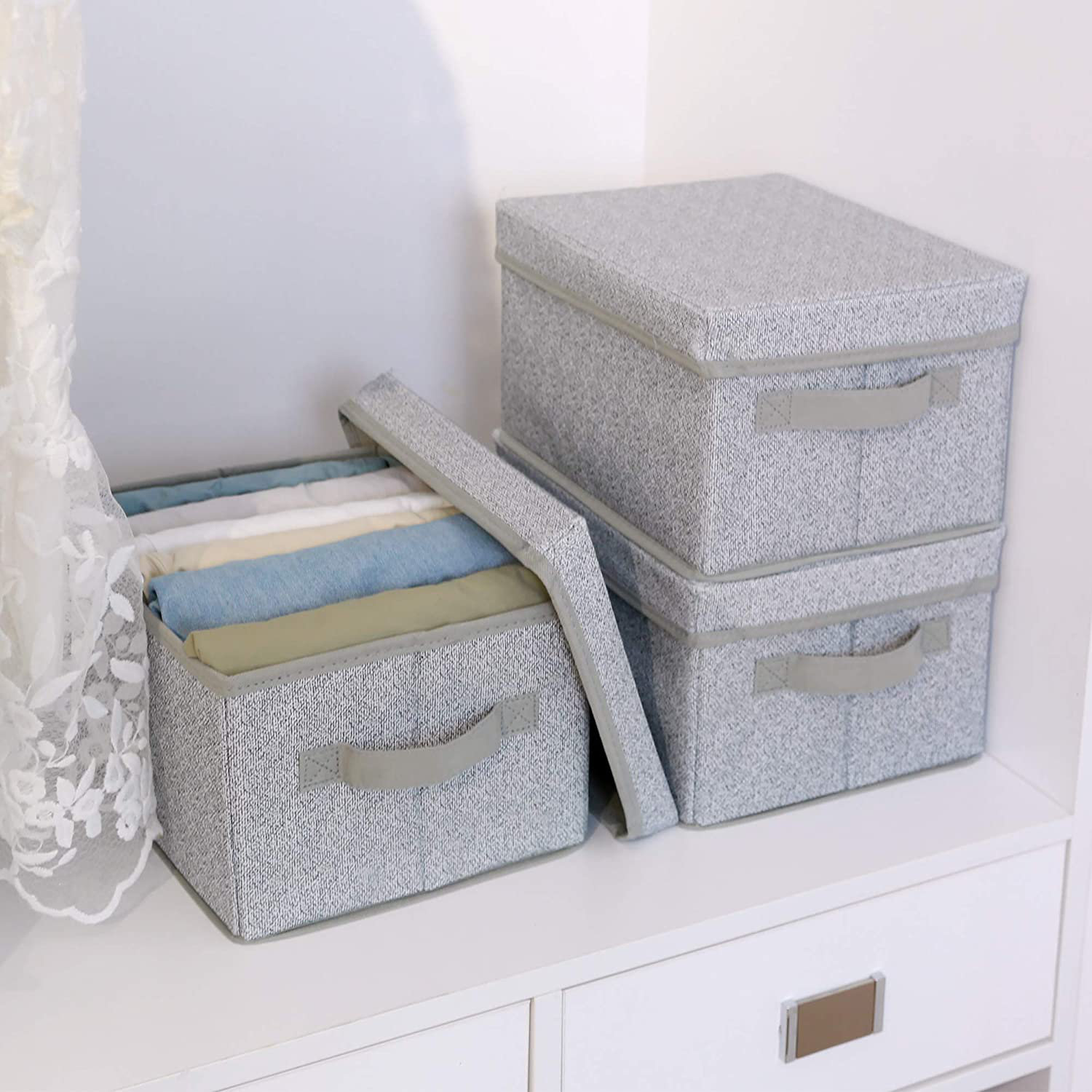 Ebern Designs Storage Bins With Lid, Shelving Baskets For Closet ...