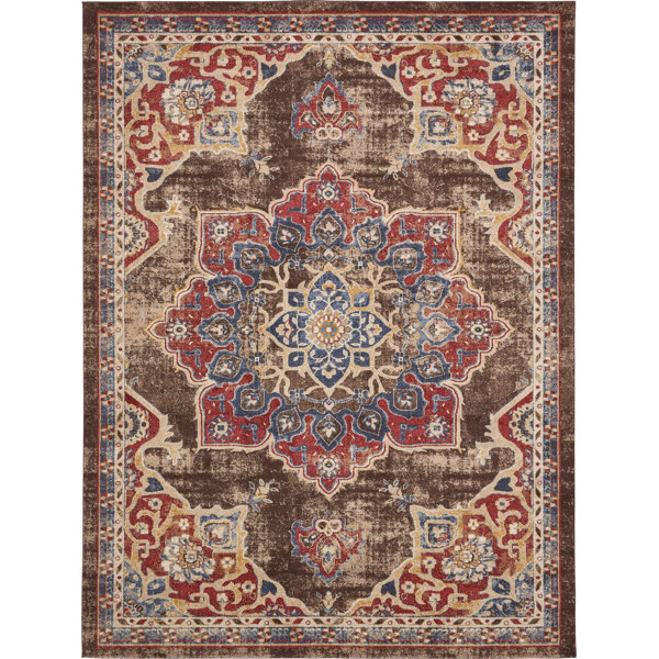 Wrought Studio Yates Performance Chocolate Brown Rug & Reviews | Wayfair