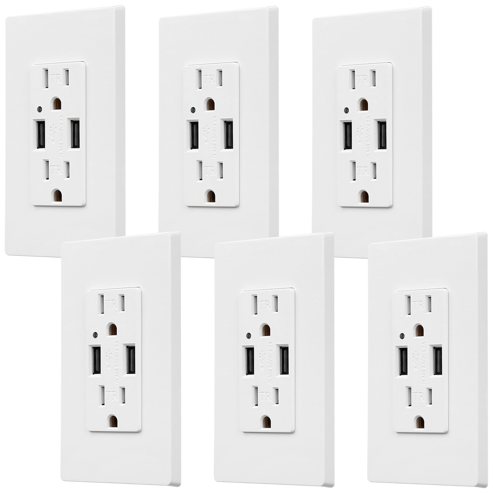 TORCHSTAR USB Wall Charger Outlet 15A Tamper Resistant Duplex ...