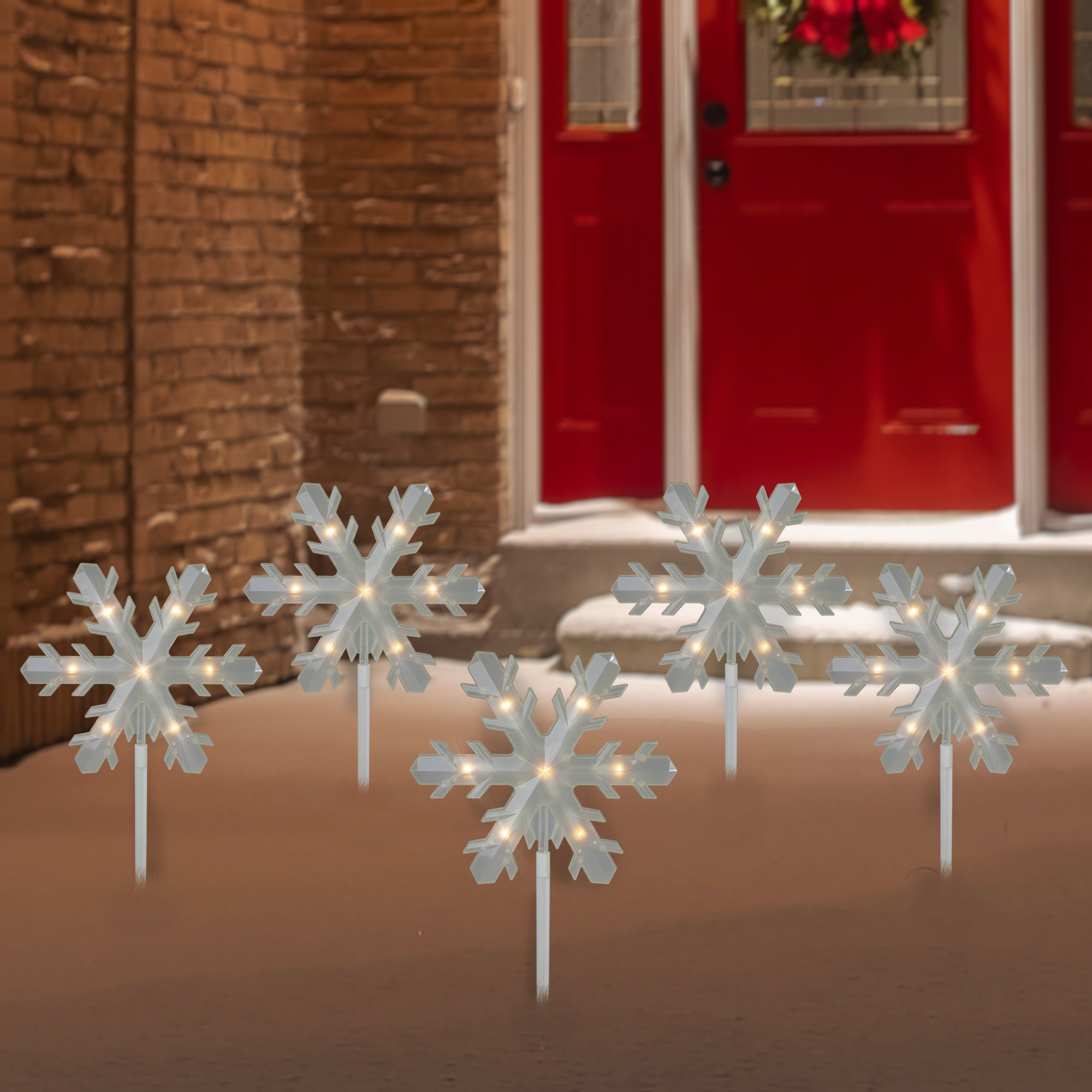 Northlight 5ct Snowflake Christmas Pathway Marker Lawn Stakes - Clear ...