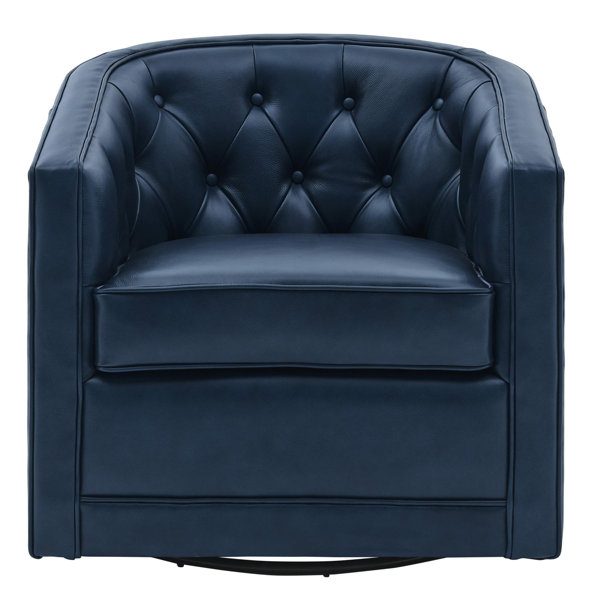 Swivel-top-grain-leather-chair | Wayfair