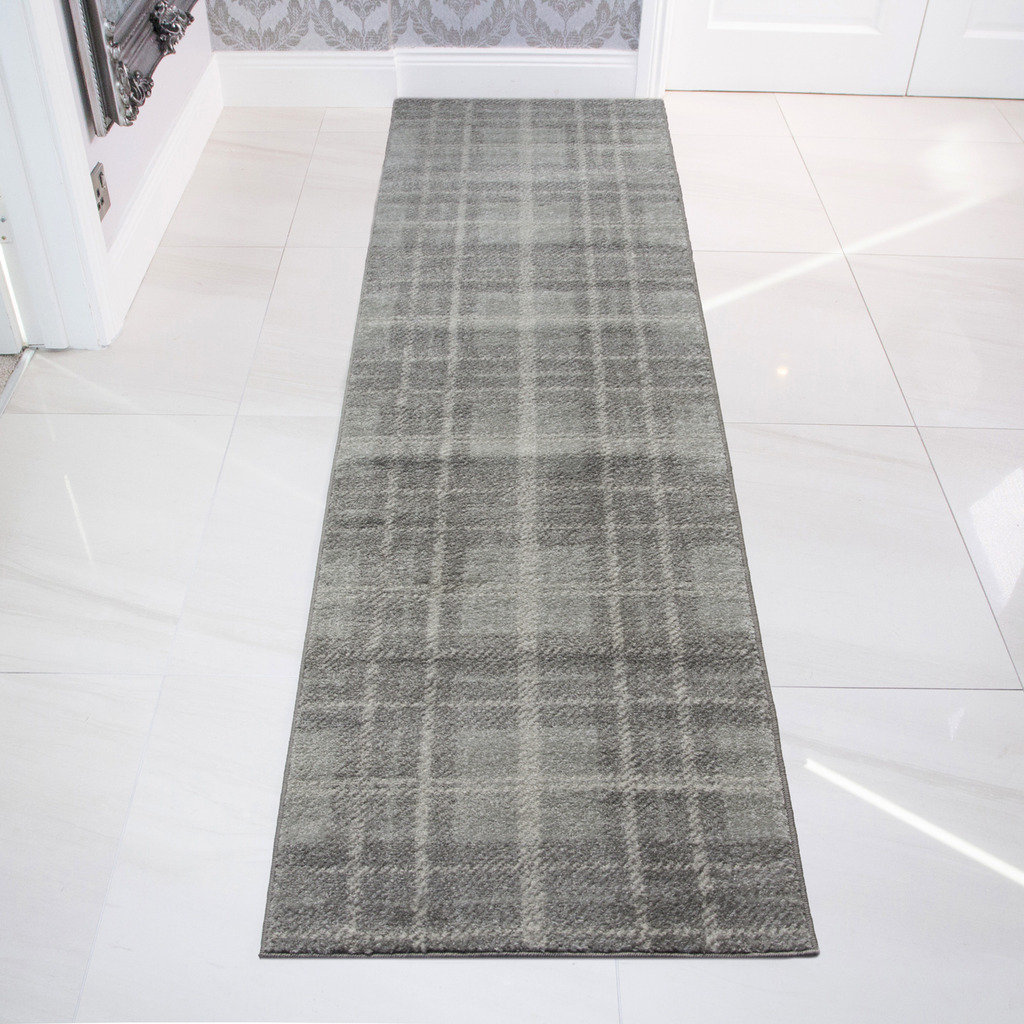 George Oliver Hawkins Geometric Tartan Grey Rug | Wayfair.co.uk