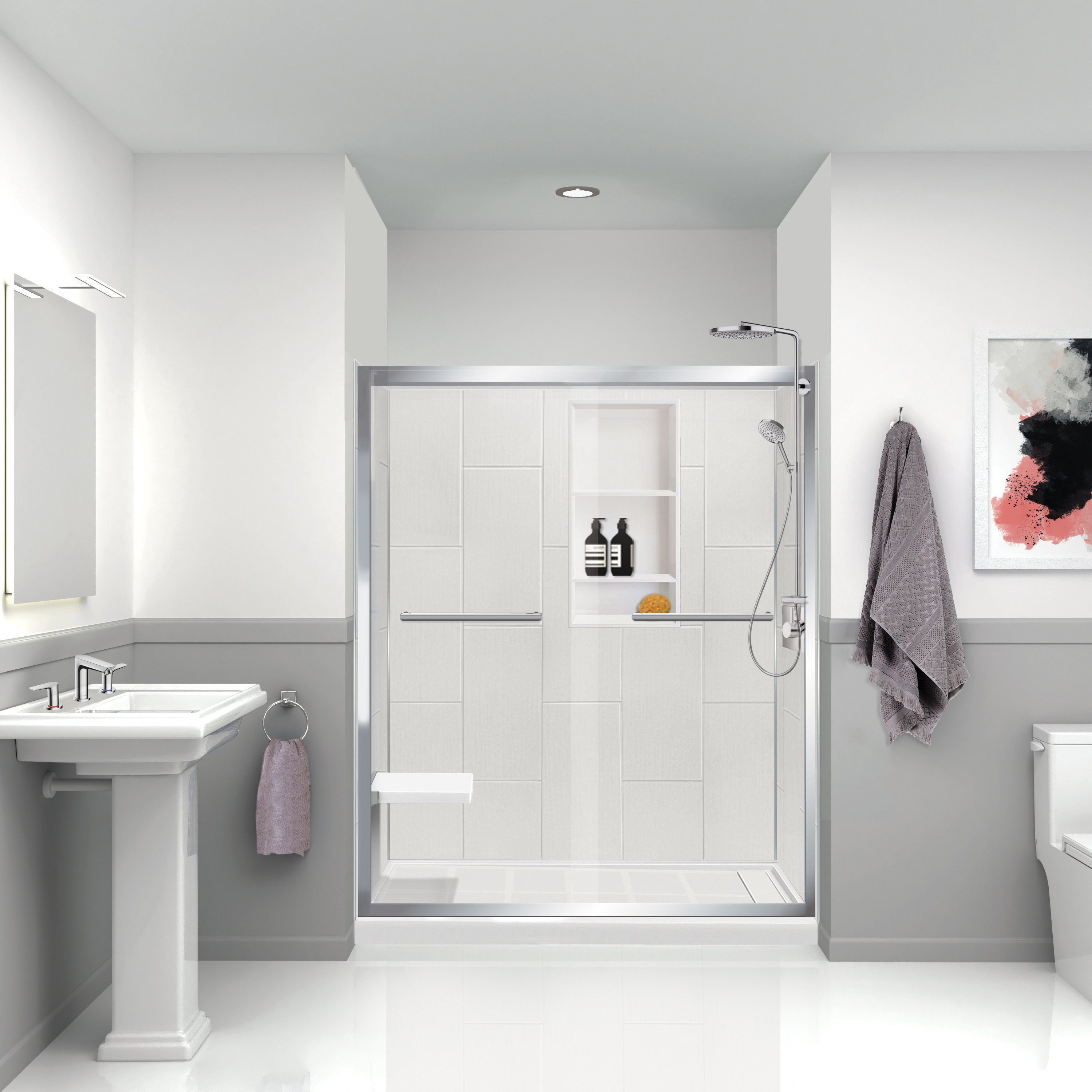 Transolid Prodigy 72" H x 36" D Three Panel Shower Wall | Wayfair