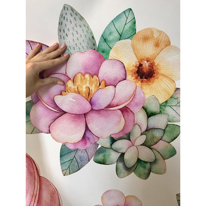 Bungalow Rose Juri Peel & Stick Floral Wallpaper | Wayfair