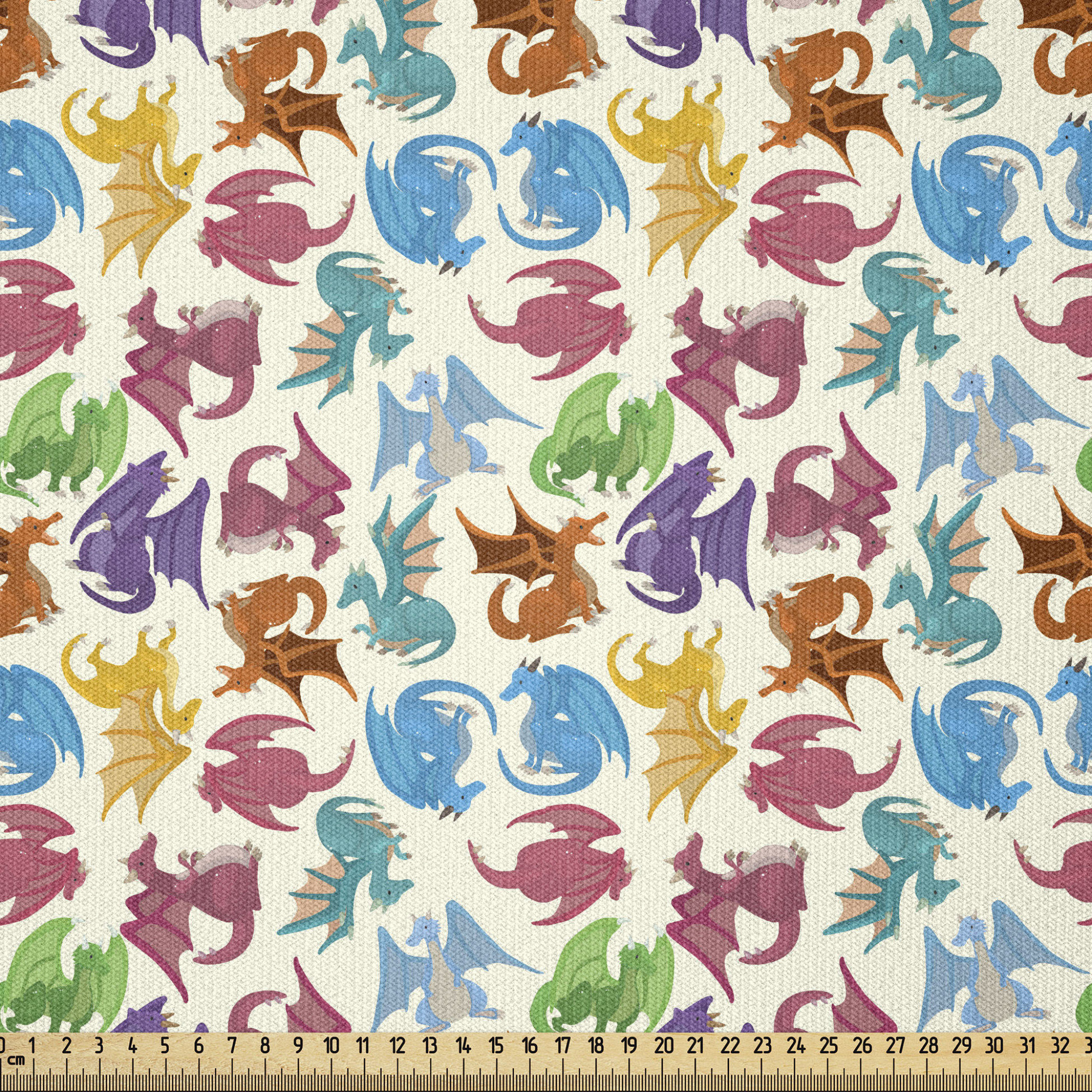 East Urban Home Dragon Fabric By The Yard, Cartoon Style Design For ...