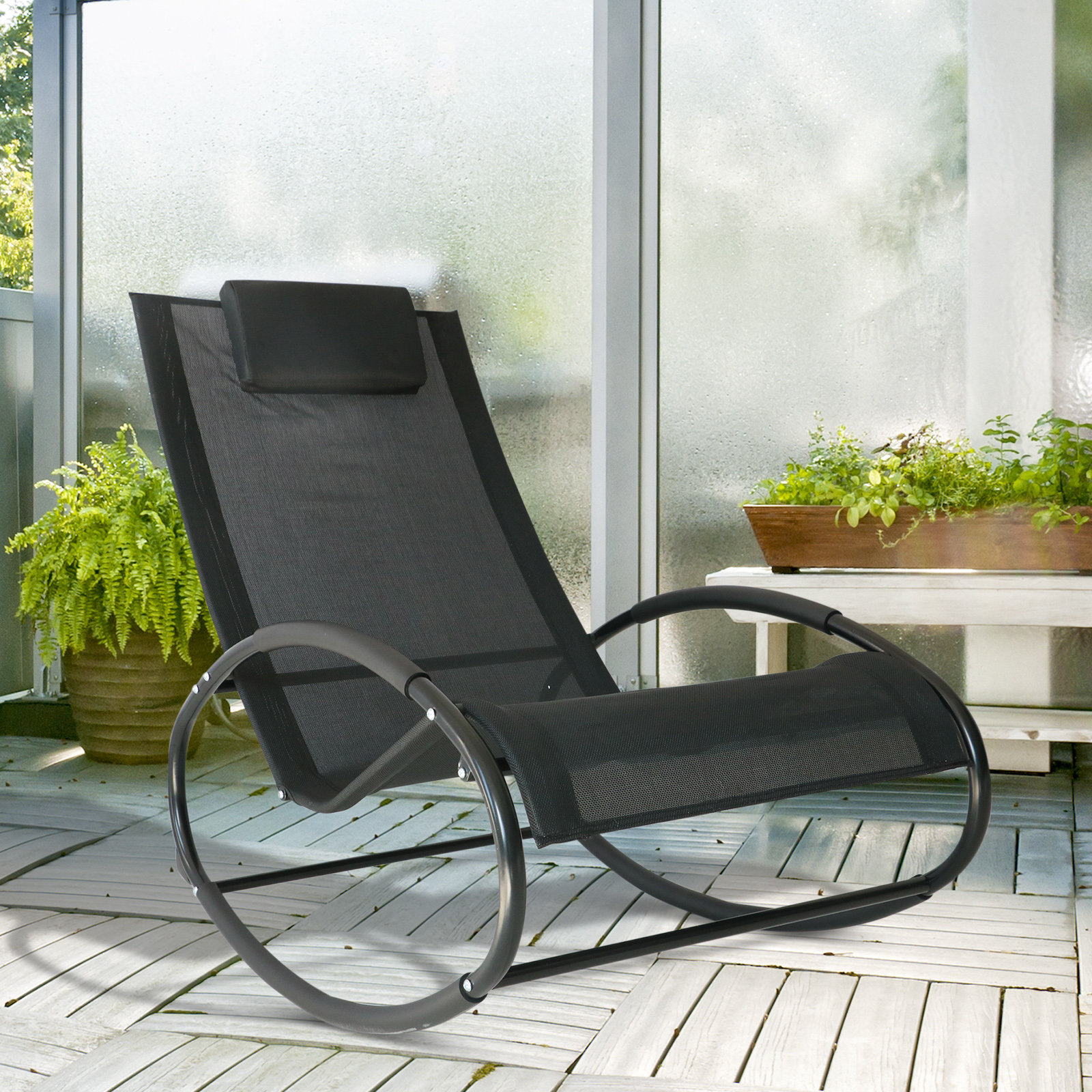 Sol 27 Outdoor Outdoor Aalicia Rocking Metal Chair & Reviews | Wayfair ...