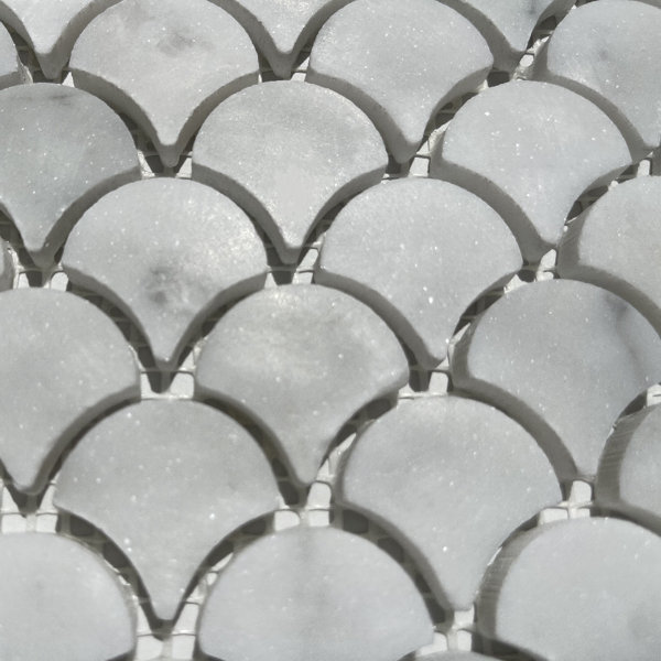 Marble Online 12" x 12" Marble Fish Scale Mosaic Wall & Floor Tile ...