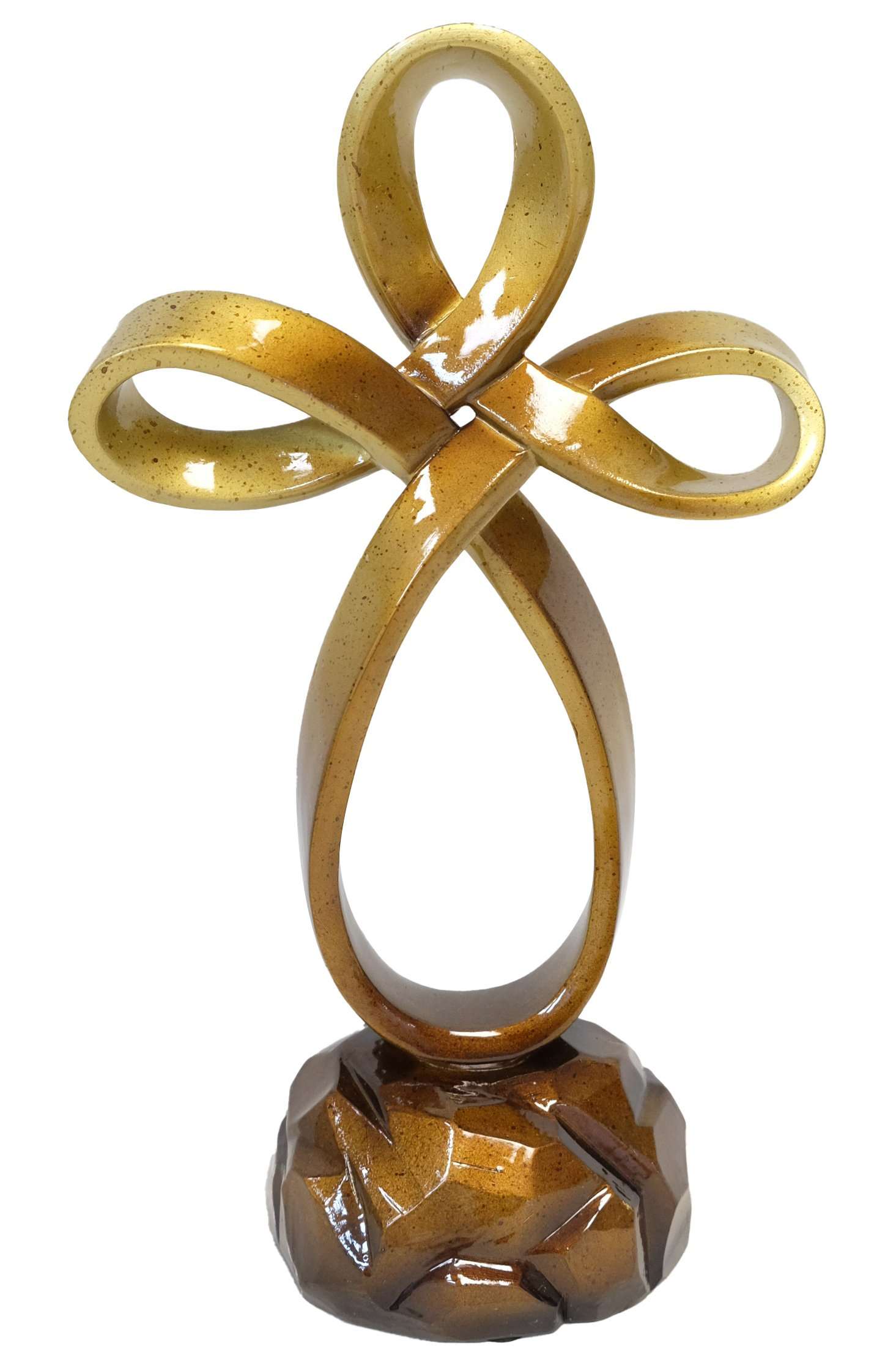 Everly Quinn Gold Ribbon Standing Cross | Wayfair