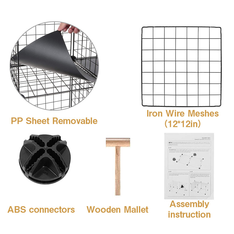 Rebrilliant Metal Grid Cube Bookcase Wire Cube Storage Shelves (12pcs ...