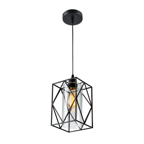 17 Stories Modern Pendant Light Fixture, Small Hanging Lamp With Glass ...