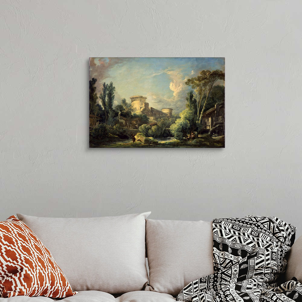 Winston Porter Landscape With Castle And Mill, C1765 by Francois ...