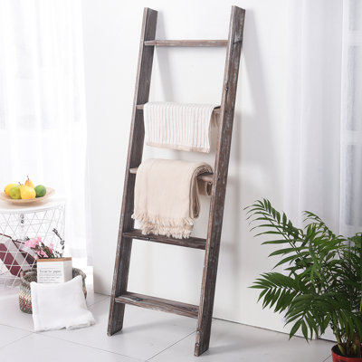 Foundry Select 4.5 ft Rustic Wood Decorative Blanket Ladder Farmhouse ...