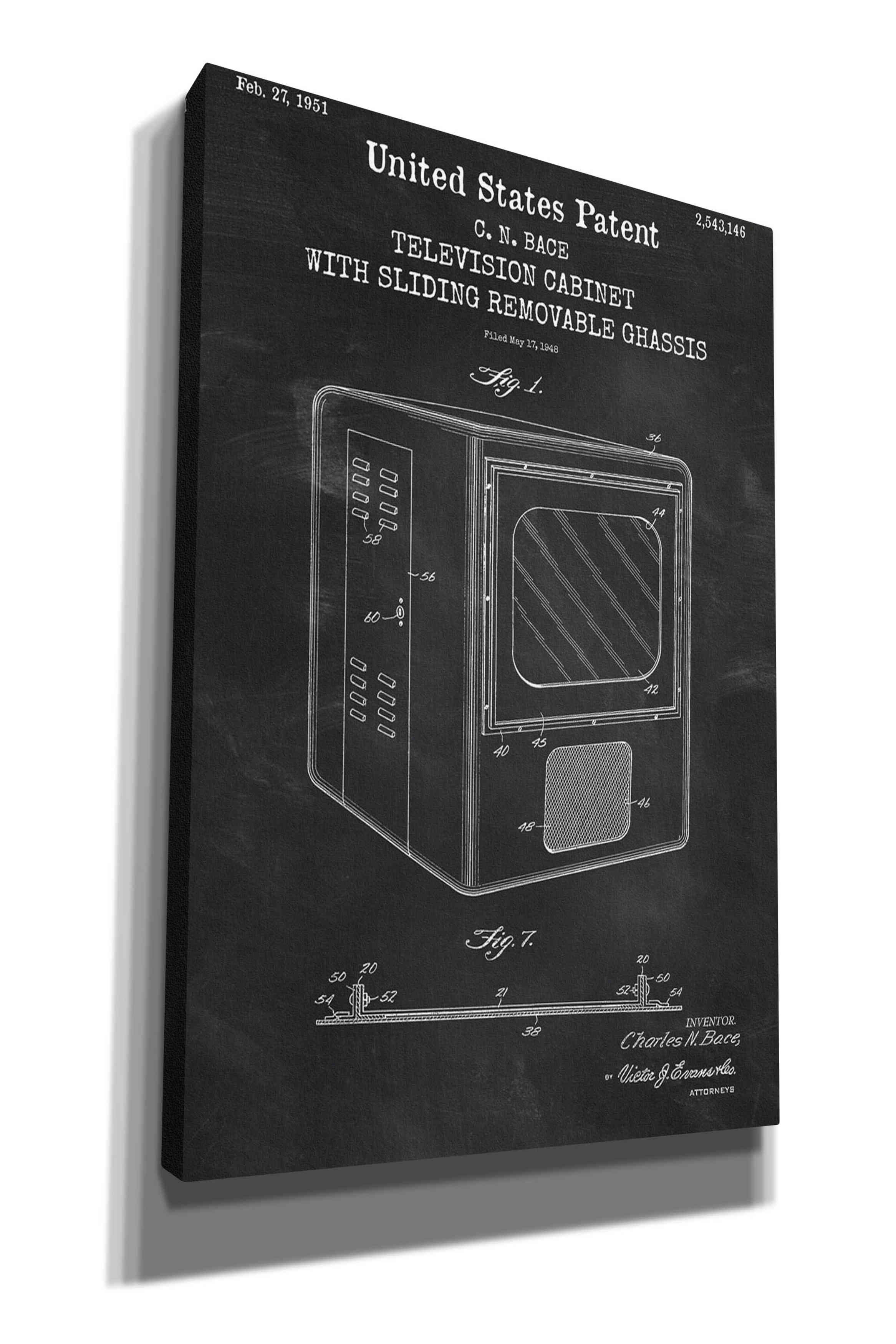 Williston Forge Television Cabinet Blueprint Patent Chalkboard ...