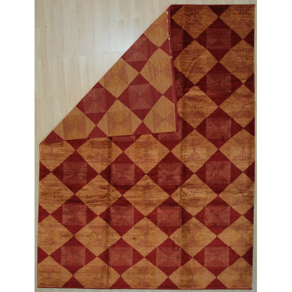 Eastern Rugs Silview Handmade Hand-Knotted Wool Red/Ivory Rug | Wayfair
