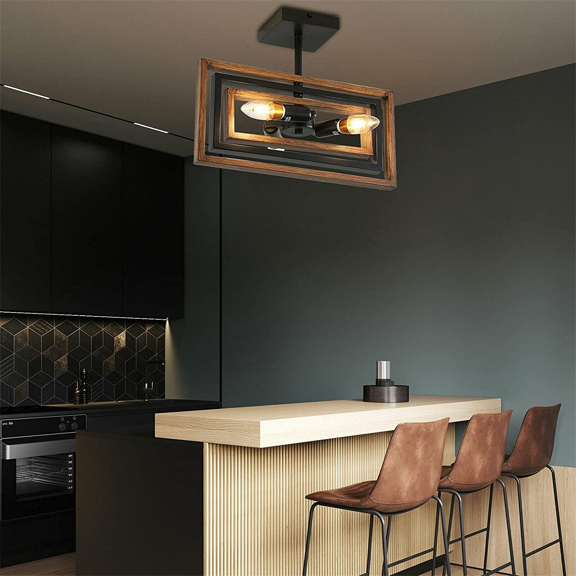 17 Stories Rotatable Ceiling Light Industrial Farmhouse Wood LED ...