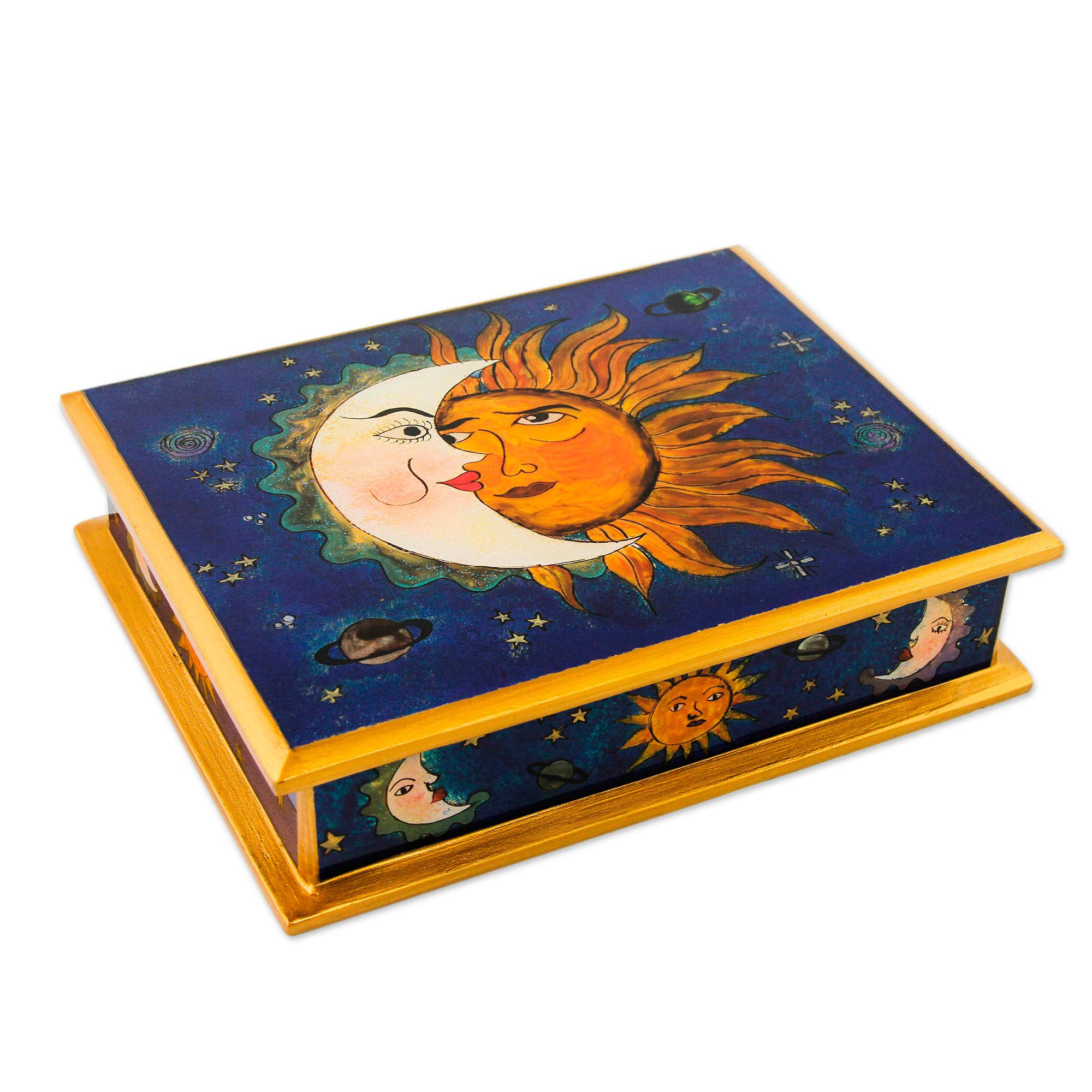 Bungalow Rose Reverse Painted Sun Moon Attraction Decorative Box | Wayfair