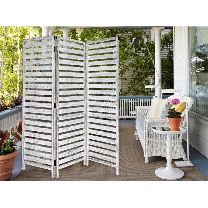 Loon Peak® Nickolas 63'' W x 72'' H 3 - Panel Solid Wood Folding Room ...