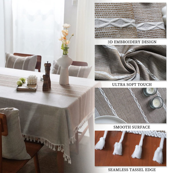 August Grove® Byrge Rectangle Striped Cotton Tablecloth & Reviews | Wayfair