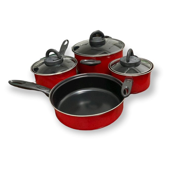 Universal Housewares 7 - Piece Non-Stick Carbon Steel Cookware Set ...
