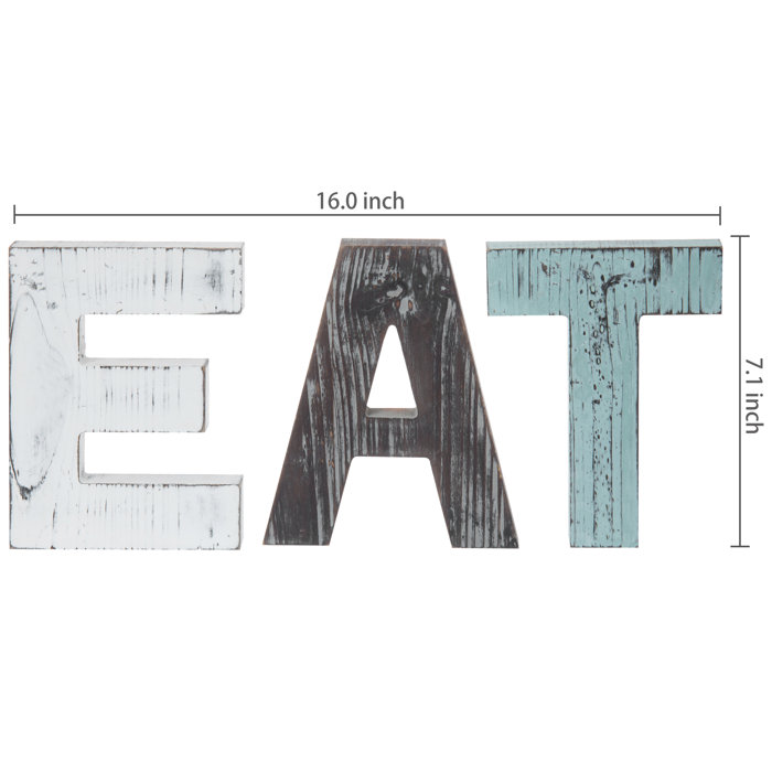 Gracie Oaks 3 Piece EAT Letters Wall Décor Set & Reviews | Wayfair