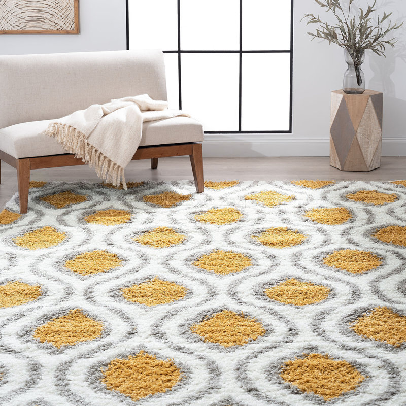 Wade Logan® Brooklington Performance Yellow/Gray/White Rug & Reviews ...