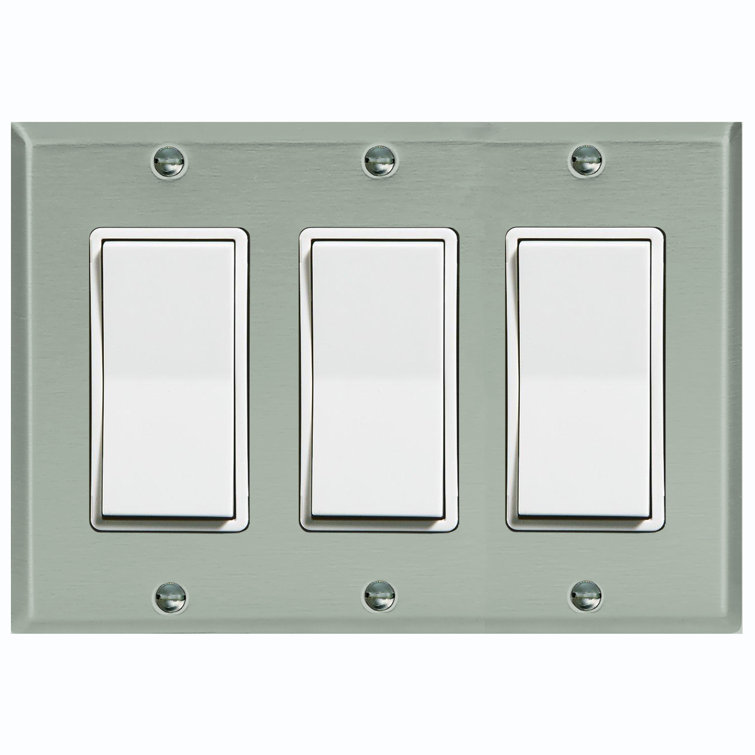 WorldAcc Metal 3-Gang Rocker Wall Plate | Wayfair