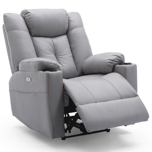 Ebern Designs Henreitta Upholstered Electric Recliner with Footstool ...