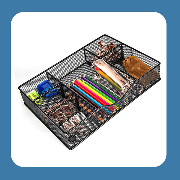 Inbox Zero Metal Mesh Drawer Organizers Office, 6 Adjustable ...