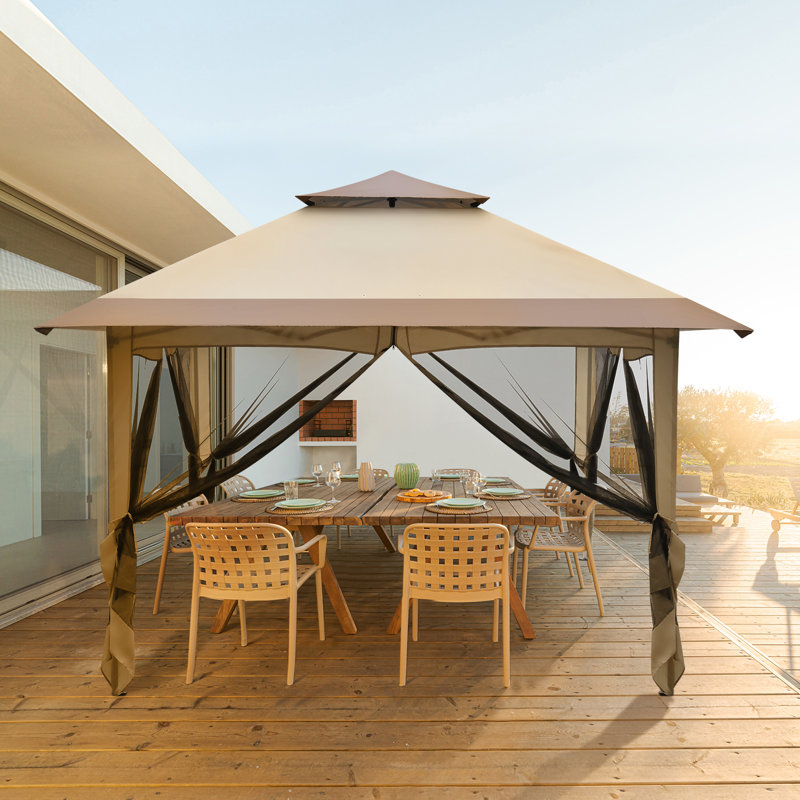 Ktaxon 12 Ft. X 12 Ft. 4-sided Mesh Double-top Opening Canopy Gazebo ...