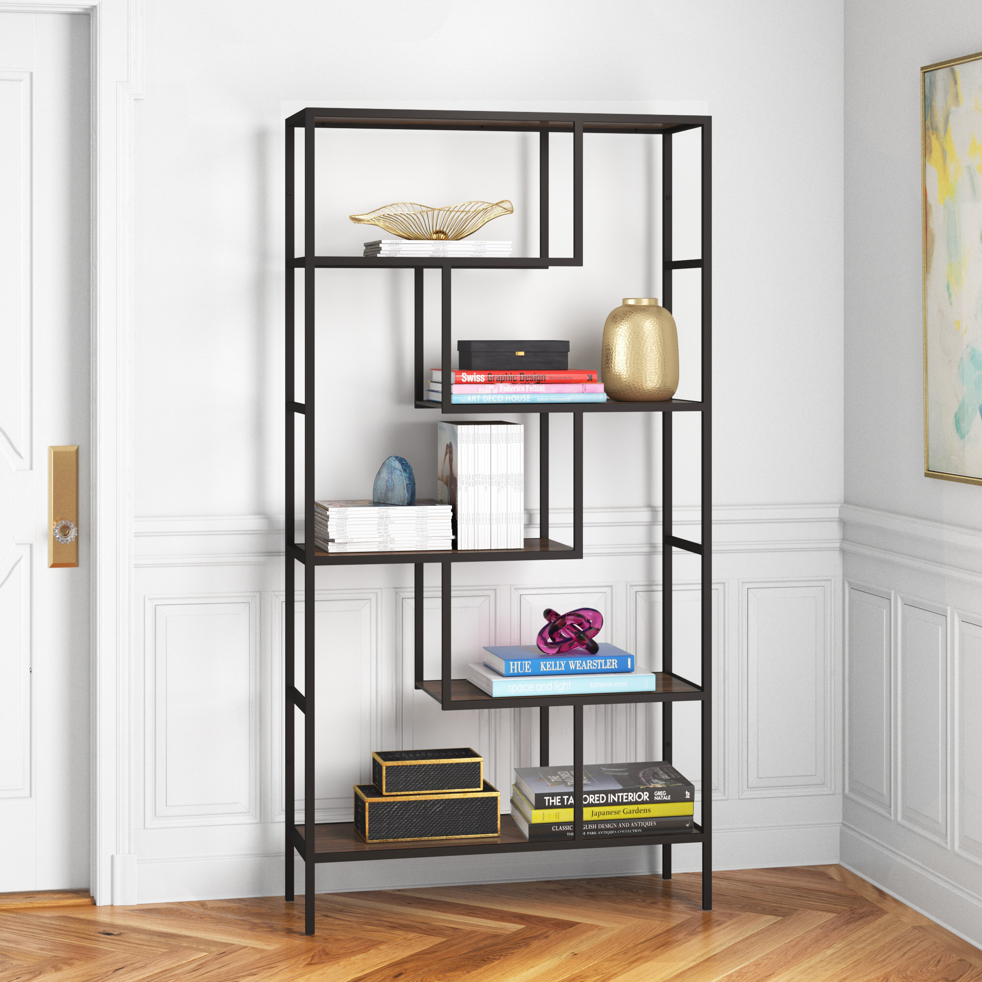 Etta Avenue™ Liliana 70'' H x 36'' W Geometric Bookcase & Reviews | Wayfair