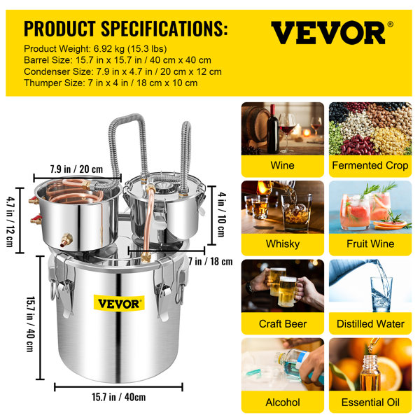 VEVOR Alcohol Still Home Brewing Kit & Reviews | Wayfair