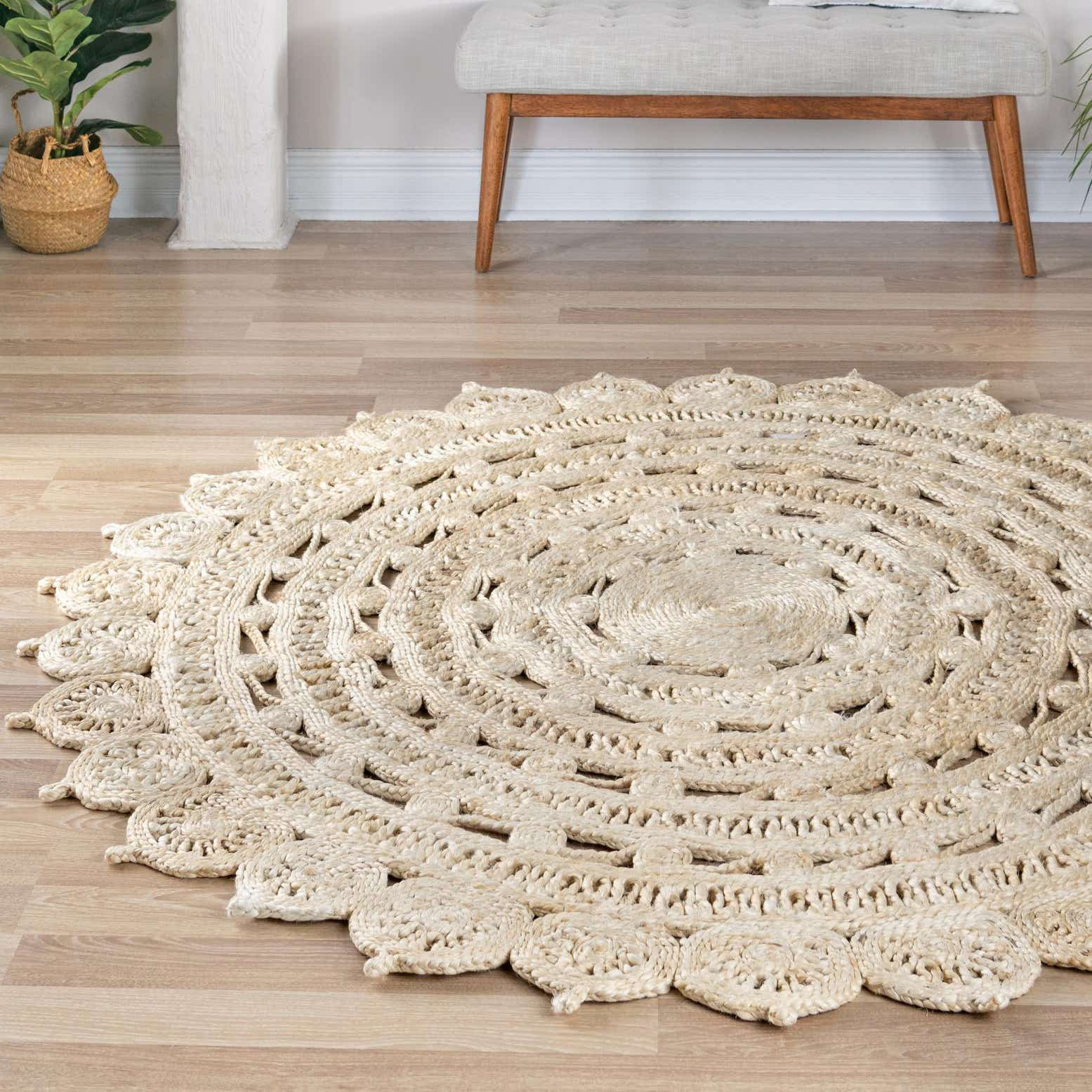 Bungalow Rose Round Nysean Oriental Handmade Braided Jute/Sisal Area ...