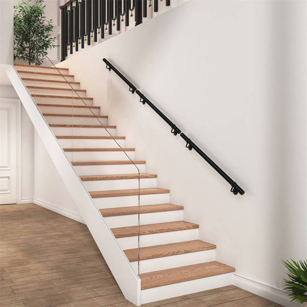 FRONG 73" Wall Support Industrial Loft Pipe Handrail For Stairs ...