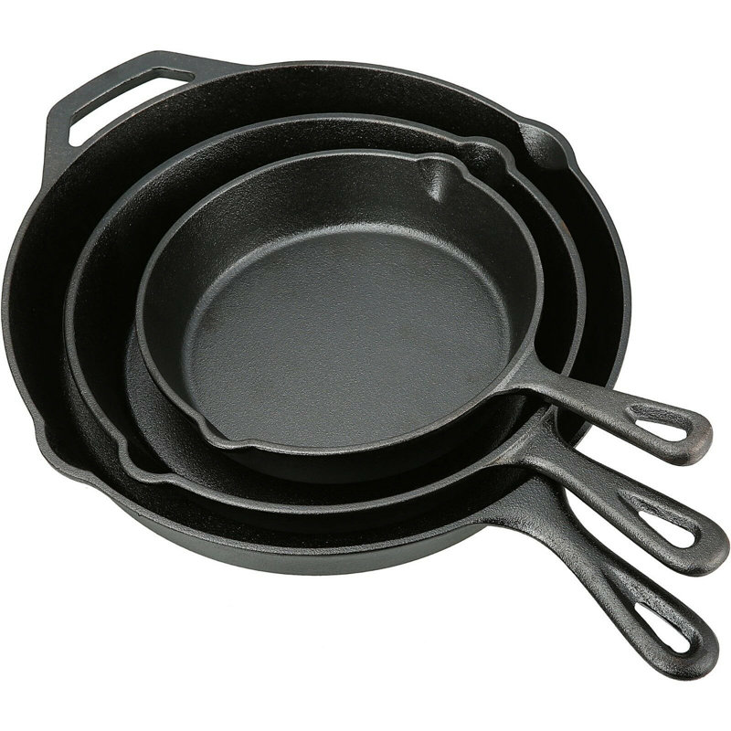 Lexi Home 3 Piece Cast Iron Frying Pan Set & Reviews | Wayfair