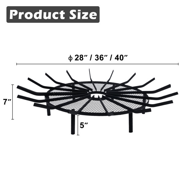 ShangQuan WuLiu Round Fire Pit Grate with Firewood Tongs, Burning Rack ...
