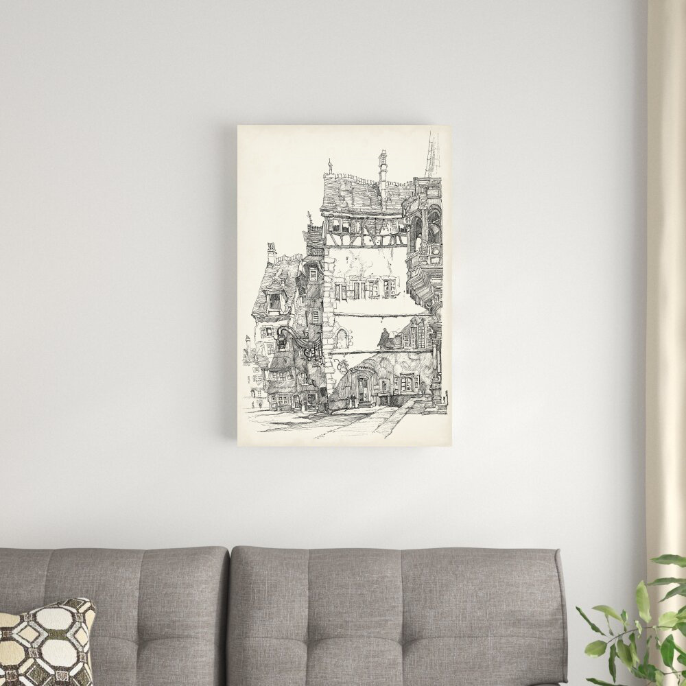 Winston Porter Vintage Italian Village I by - Wrapped Canvas Drawing ...