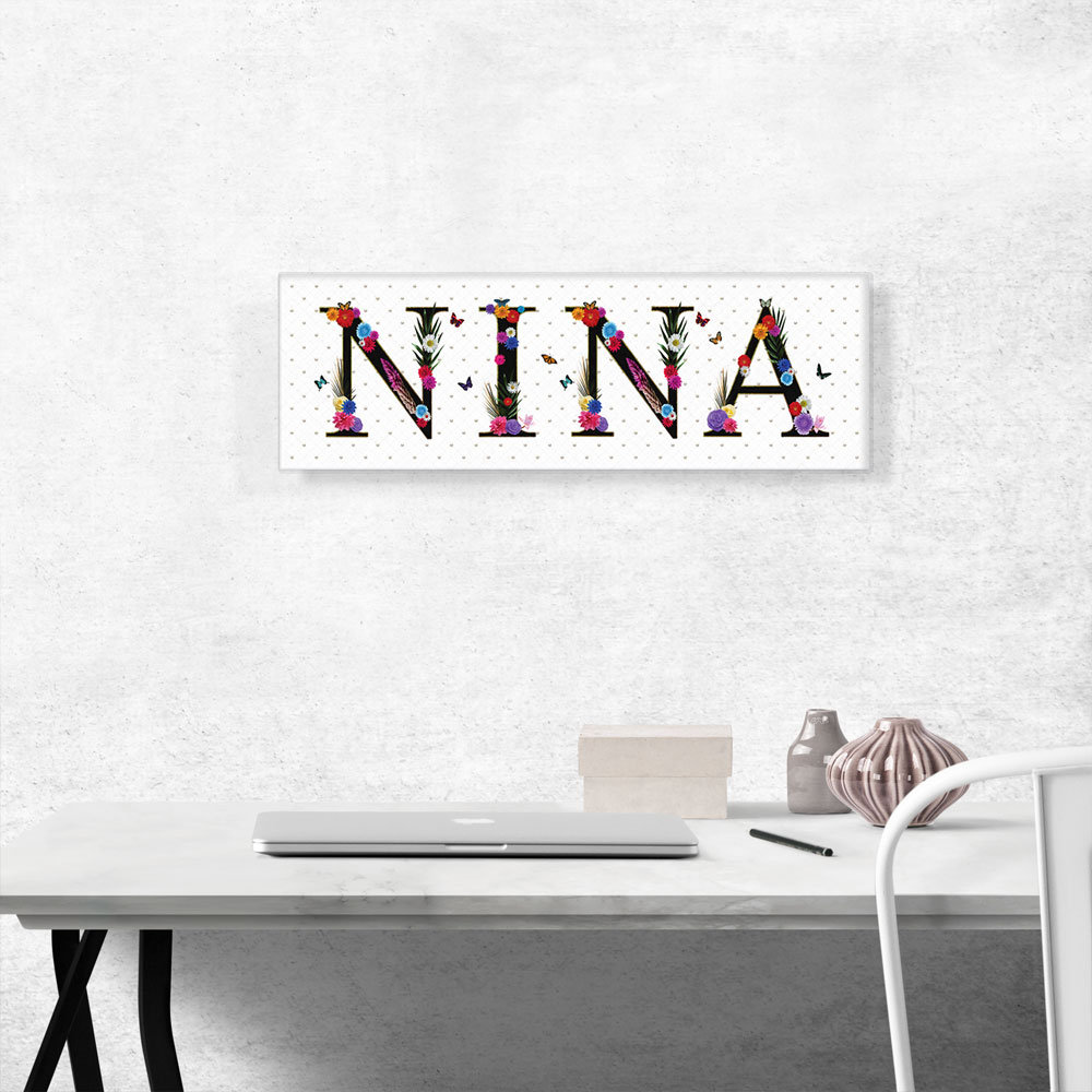 ARTCANVAS NINA Girls Name - Wrapped Canvas Panoramic Textual Art | Wayfair