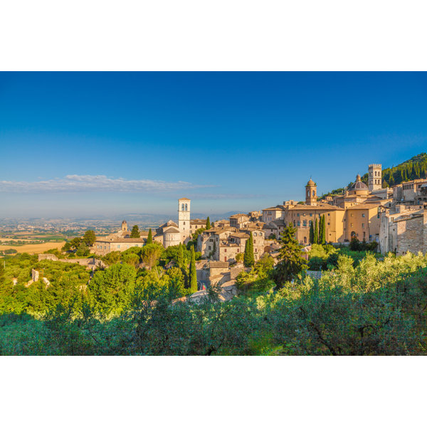 Ebern Designs Mirsada Town of Assisi at Sunrise - Wrapped Canvas ...