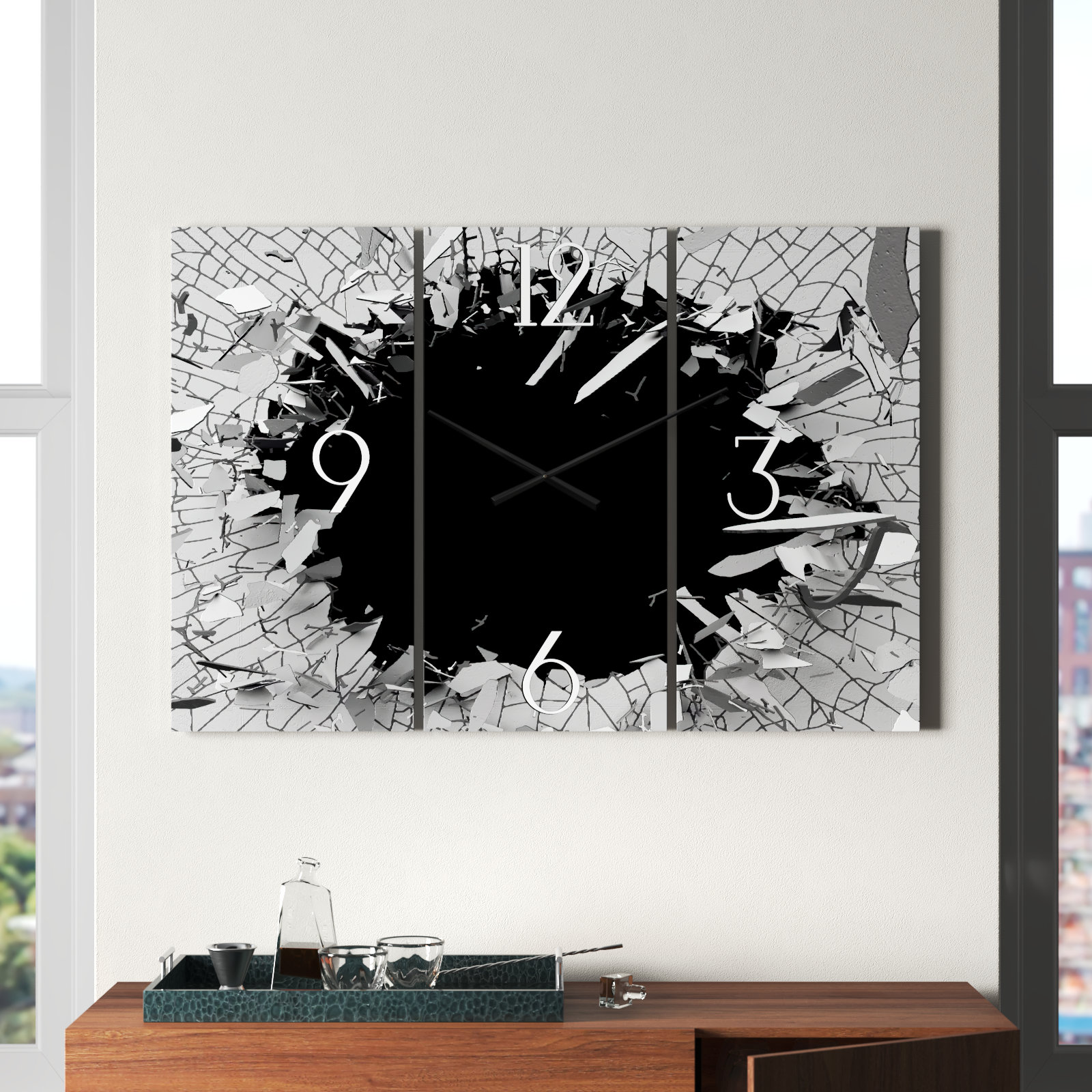 The Twillery Co.® Abstract Broken Wall 3D Design - Modern wall clock ...