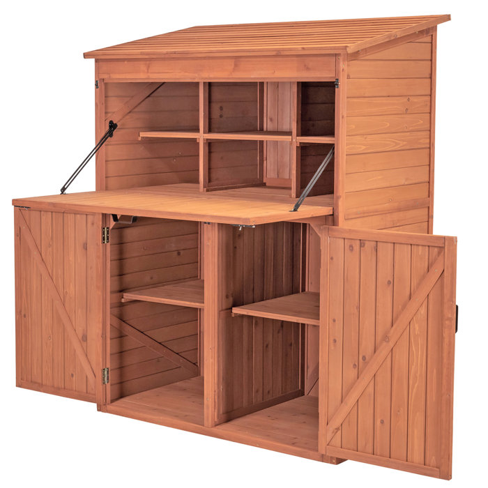Leisure Season 4 ft. W x 2 ft. D Solid Wood Lean-To Storage Shed ...