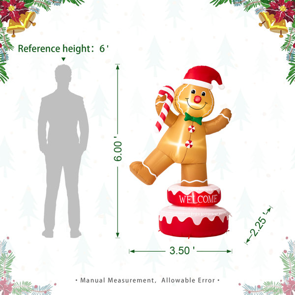 Glitzhome Lighted Rotating Gingerbread Man Inflatable | Wayfair