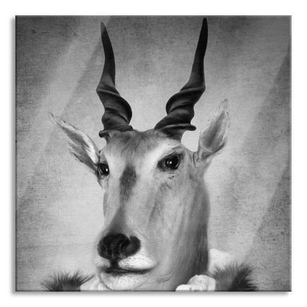 Gracie Oaks Antelope Head with Human Body and Detail - Unframed Graphic ...